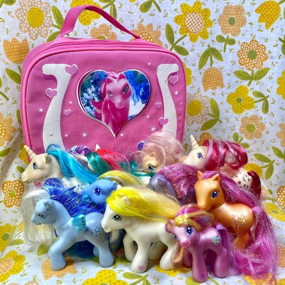 Hasbro | Toys | Vintage Pink My Little Pony Case With Ponies Lot | Poshmark
